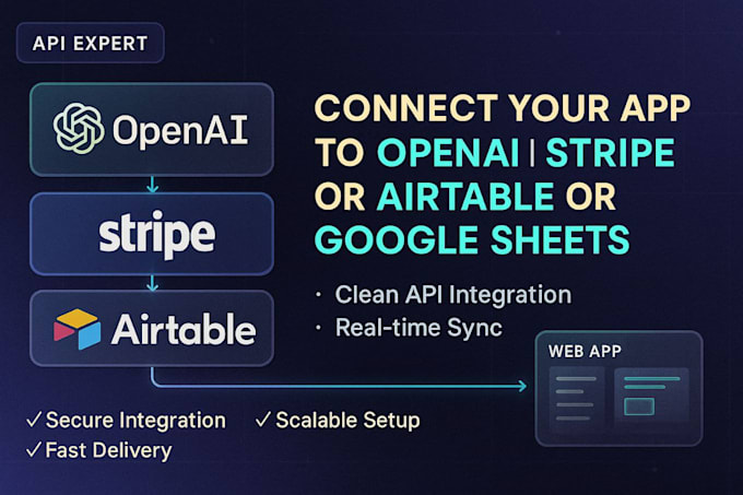 Integrate openai, stripe and airtable or google sheet apis to your web app by Heryohh_nocode ...