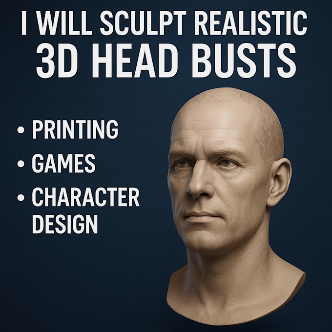 Sculpt realistic printable 3d head bust model, 3d face model in blender ...