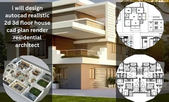 Diseño de autocad realista en 2d y 3d de planos de pisos de casas ...