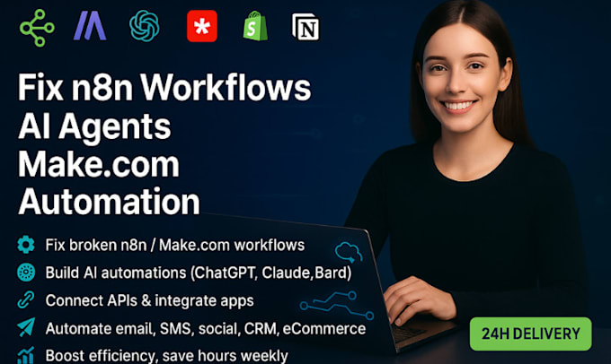 Correction de l'automatisation du flux de travail n8n, automatisation de l'ia pour make com ...