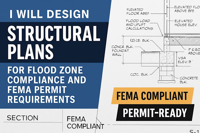 Design structural plans for flood zone compliance and fema permit usa ...