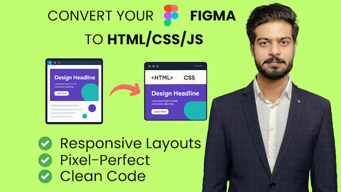 Figma in responsive html css website mit sauberem code umwandeln