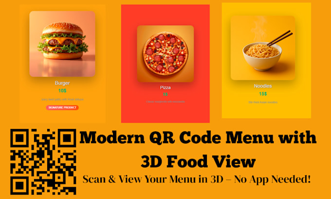 Create an interactive 3d digital restaurant menu with qr code access by ...