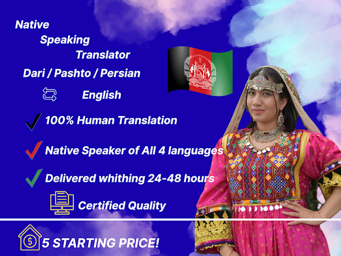 Offer expert dari, pashto, and persian translation by Manalai_samra ...