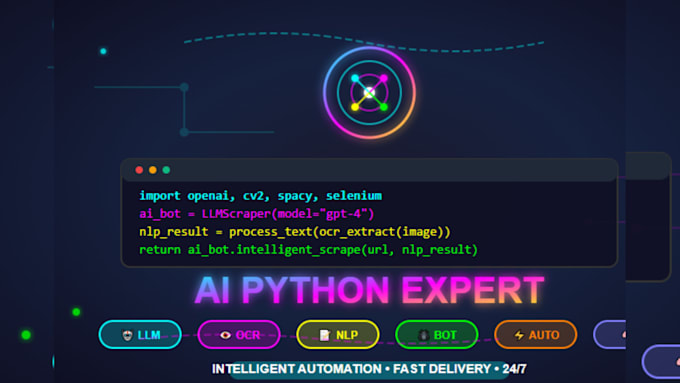 Code python ai, python automation, python script, web scaping bot, llm, ocr, nlp by ...