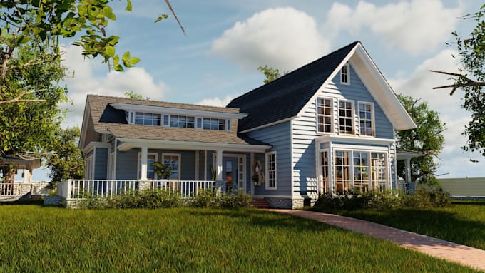 Do 3d unreal engine porch house design, veranda house, farmhouse ...
