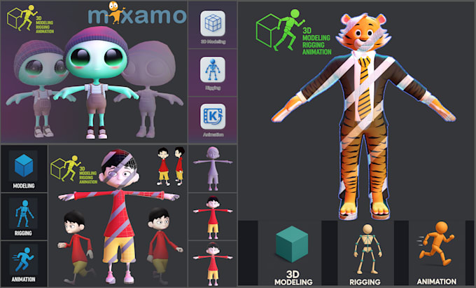 Cartoon character modeling, rigging and animation by Nadia_3d | Fiverr