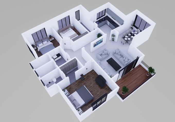 Convert 2d to 3d floor plan in sketchup, renderings in 12 hrs by Aleemnawaz_18 | Fiverr