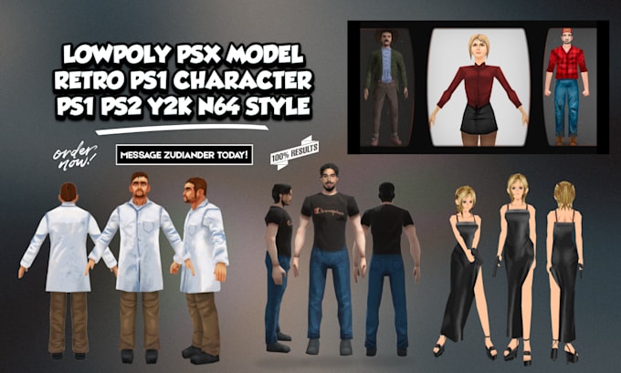 3d retro ps1 model, ps1 character, lowpoly model, ps1 vtuber, psx y2k ...