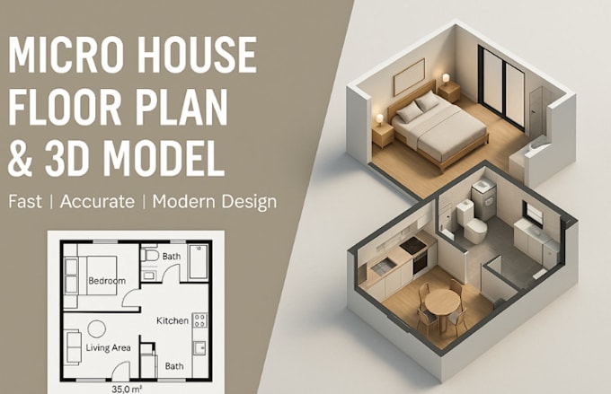 Draw micro house floor plan 3d model by Briankevinn | Fiverr