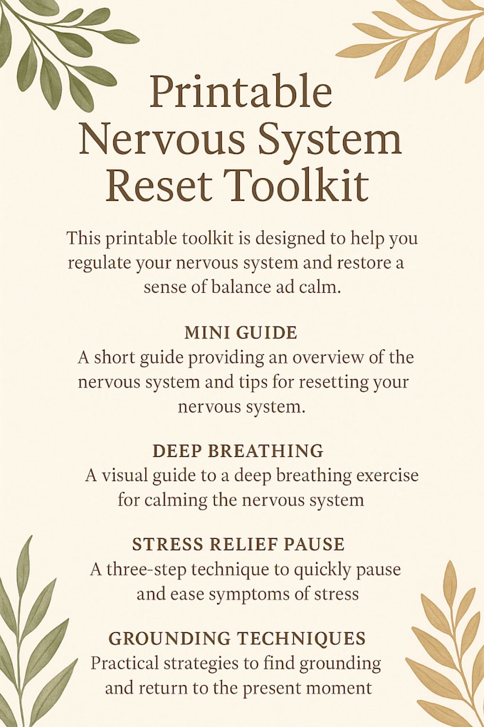 Send you a printable nervous system reset toolkit by Vitalityvoyager ...