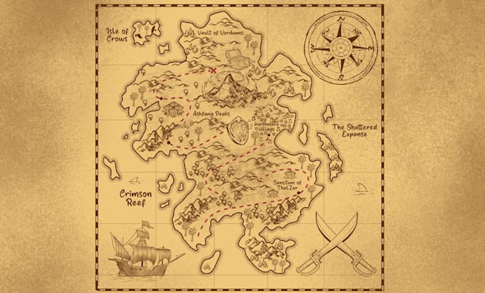 Draw a detailed hand drawn fantasy map for your dnd or rpg world by ...