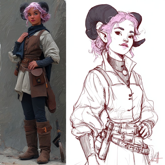 Draw dnd character, art fantasy, illustration for concept art by ...