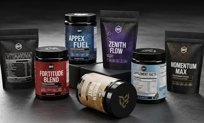 Minimalist supplement label and packaging with 3d mockup by Ramstick2 ...