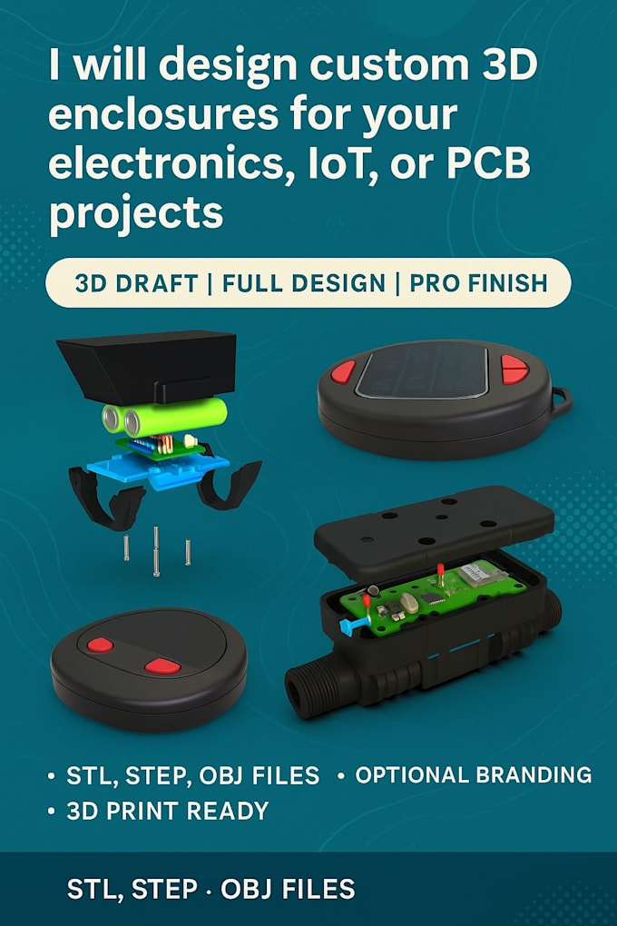 Design custom 3d enclosure for your electronics, pcb project by ...