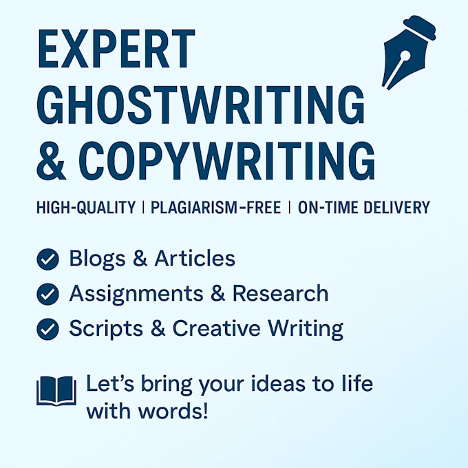 Research, ghostwriting, assignments, copywriter by Annaaugustine25 | Fiverr