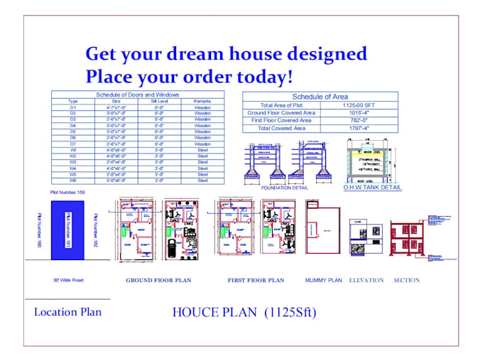 Do accurate custom autocad 2d floor plan design, redraw architectural ...