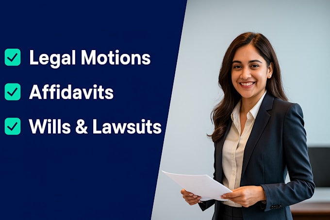 Draft legal motion, affidavits, and lawsuits document professionally by ...