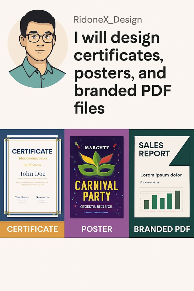 Design certificate,posters,and branded pdf files by Ridonex_design | Fiverr