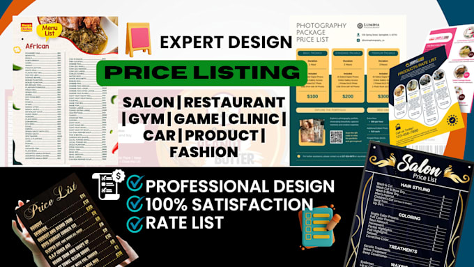 Create price list, menu design, sell sheet, restaurant menu, catalog ...