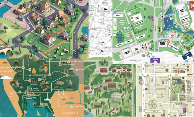 Create vector map illustration travel map event map city map road map ...