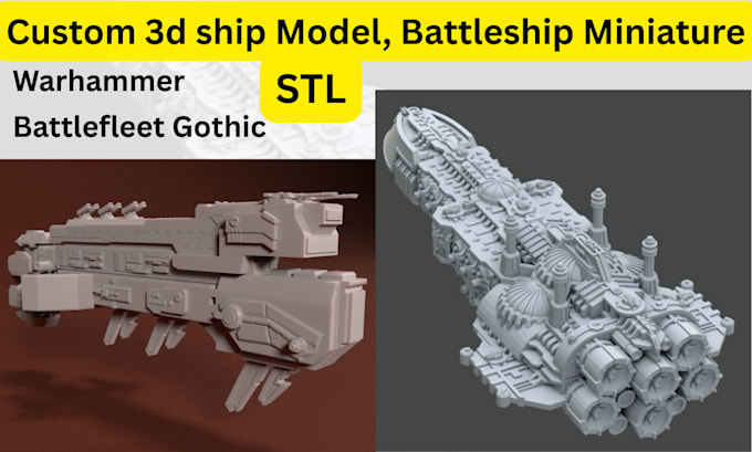 Custom 3d battleship model 3d ship mini stl starship, warship ...