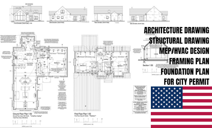 Draw architecture structural drawing mep framing foundation plan for ...