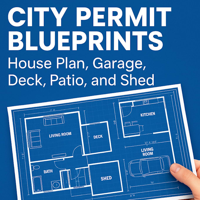 Do city permit blueprint for house plan garage deck patio and shed by ...