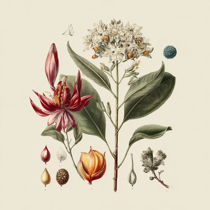 Make a realistic line art and botanical illustration by Barecu__sd | Fiverr