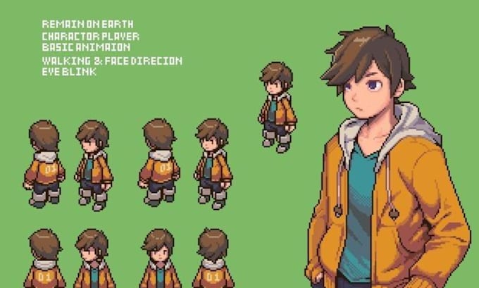 Pixel art animation video game character design 8 bit pixel portrait ...