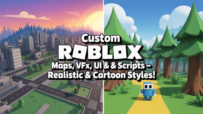Create realistic or cartoon roblox maps vfx ui and scripting by ...