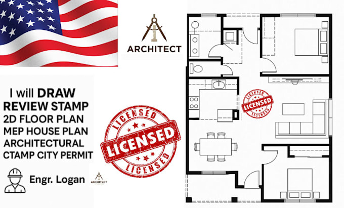 Draw stamp architectural 2d floor plan mep houseplan permit blueprint ...