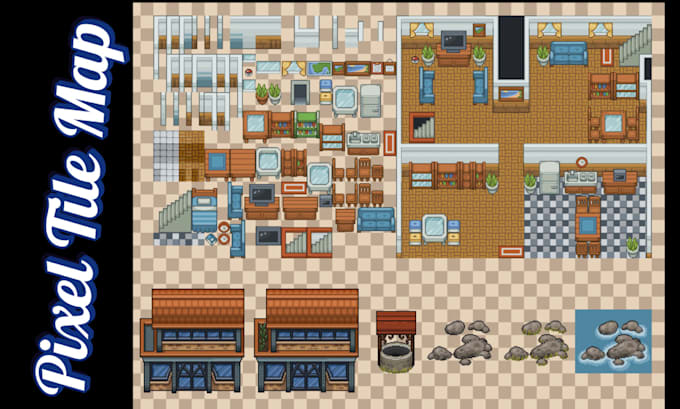 Pixel art tileset 2d game art background pixel character pixel game ...