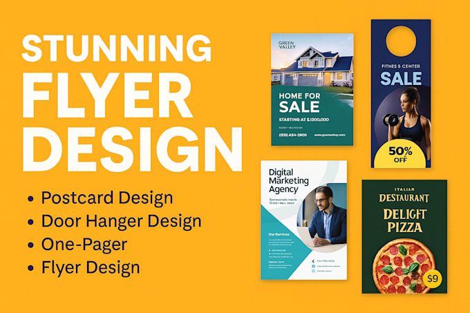 Design a professional flyer post card design door hanger or one pager ...