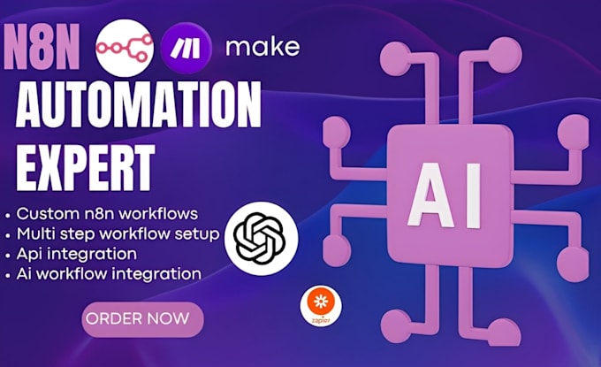 Do n8n ai automation zapier workflows api integration make com openai api expert by Eniicloe ...