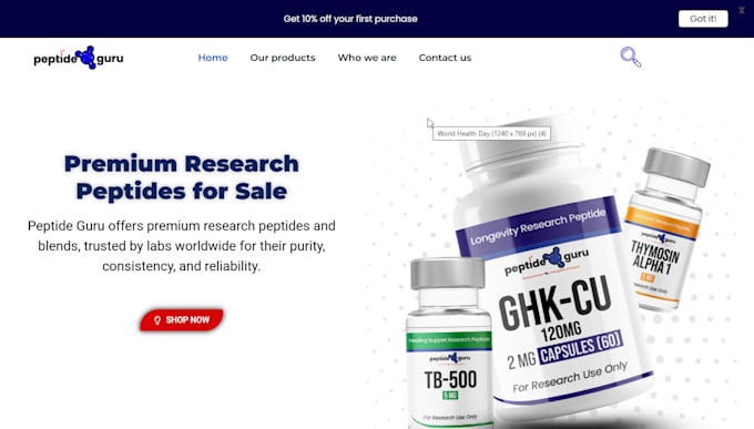 Build peptide website, research peptide store, nutraceutical website ...