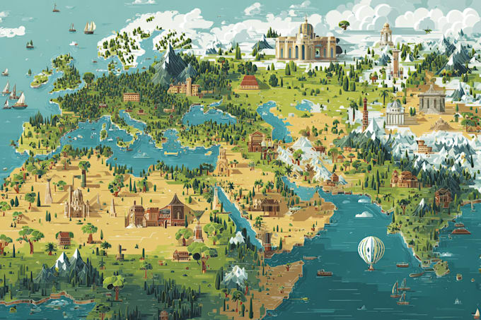 Map illustration fantasy map design map maker vector map cartography ...