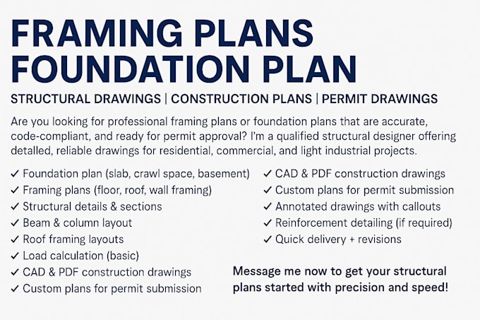 Framing plans, foundation plan, beam, column layout, callouts by ...