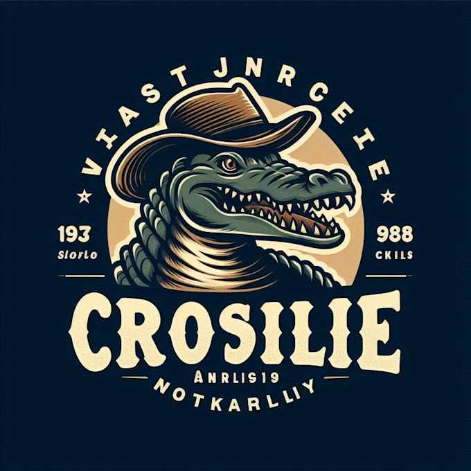 Design a vintage crocodile logo and custom t shirt mockup by Grace ...