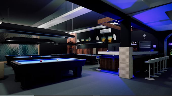 Renovate 3d billiard room design,snooker table model, interior ...