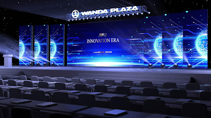 Do 3d event stage design, wedding venue, conference space, exhibition ...