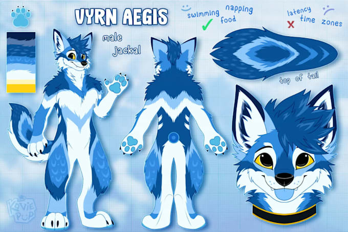 Draw furry character reference sheet, nfsw furry art, fursona art for ...