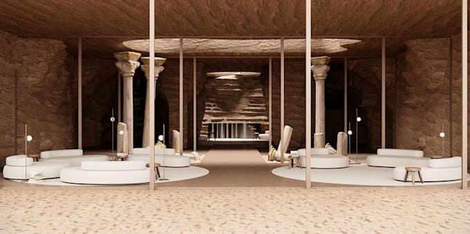 Layout cave hotel,room interior,lobby showcase,pizza shop,lounge,hotel ...