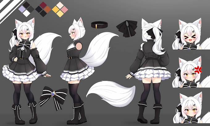 Draw anime vtuber character reference sheet art vtuber oc furry nsfw ...