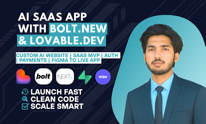 Custom ai website with lovable dev, bolt new, supabase, stripe integration by Mudassarwebpro ...