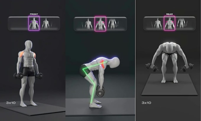 Create 3d workout animation, 3d gym animation, 3d fitness animation ...