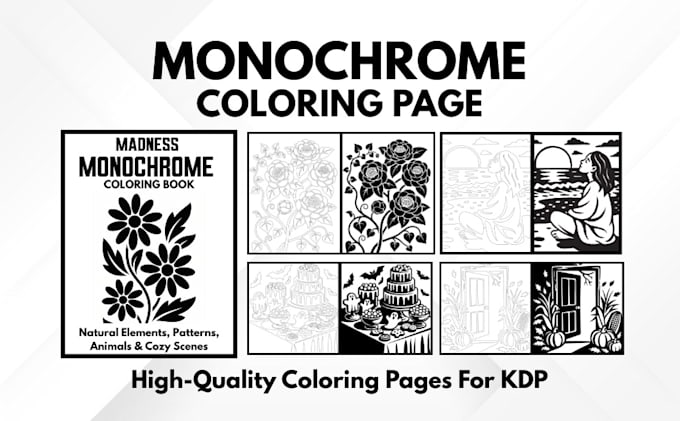 Create custom monochrome coloring pages for amazon kdp in any niche by ...