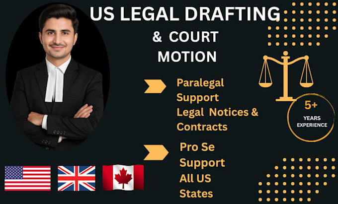 Provide us legal drafting services , contracts, letters, and court ...