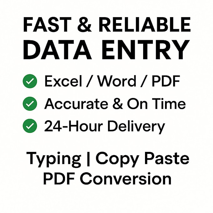 Data entry typing copy paste and pdf to worf excel by Fahadkhan456 | Fiverr