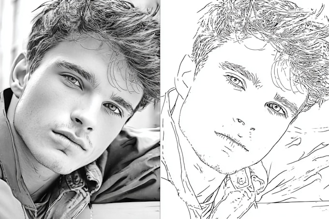 Convert your pictures coloring book, vector cartoon portrait by ...